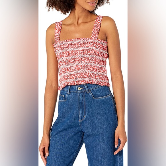 French Connection | Tops | French Connection Red Floral Cropped Tank ...